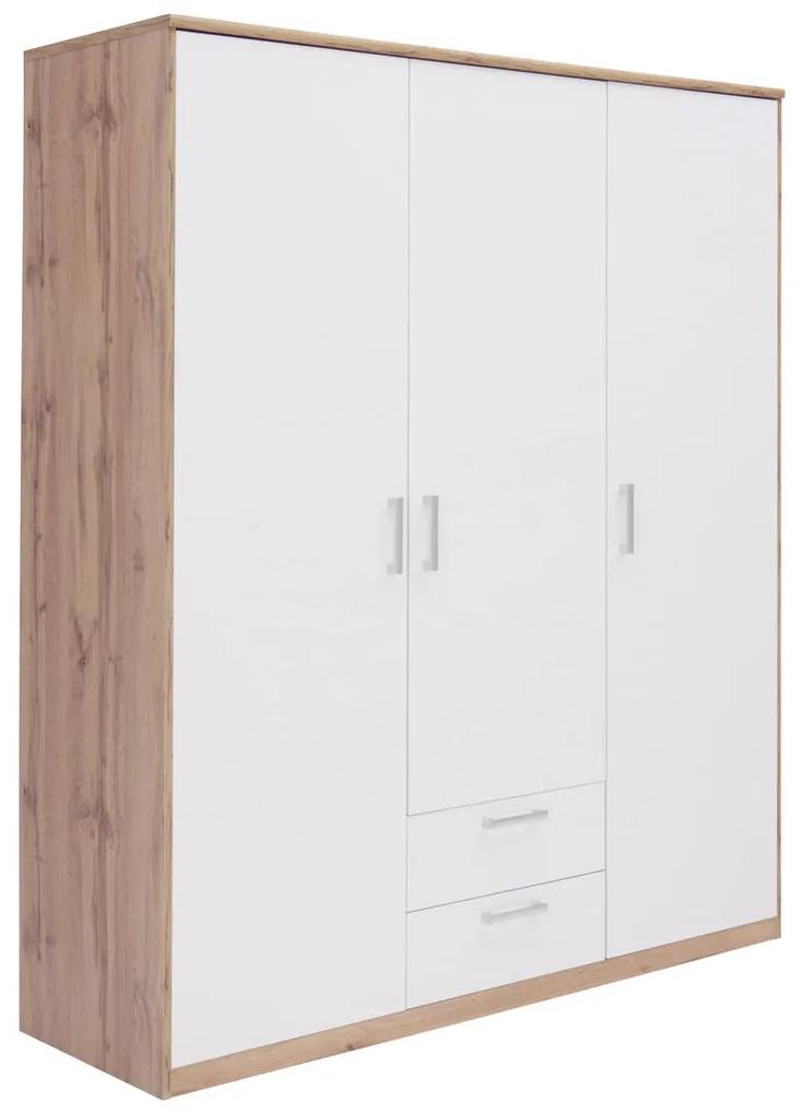 XXXLutz ŠATNÍ SKŘÍŇ, bílá, barvy dubu, 157/194/54 cm Xora - Skříně s otočnými dveřmi