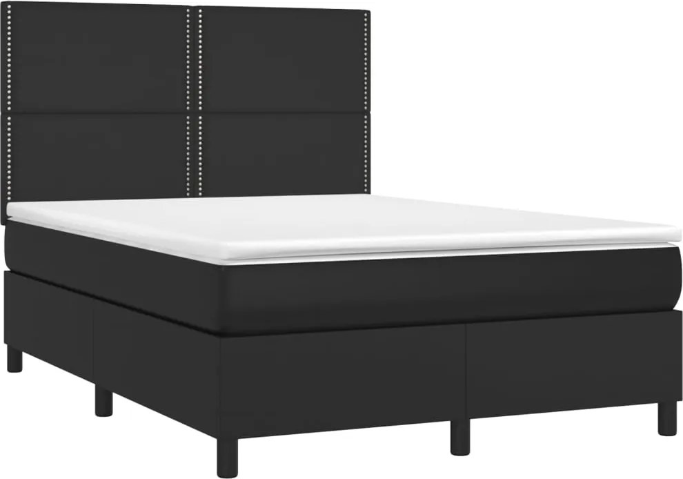 Box spring postel s matrací černá 140 x 190 cm umělá kůže 3142779
