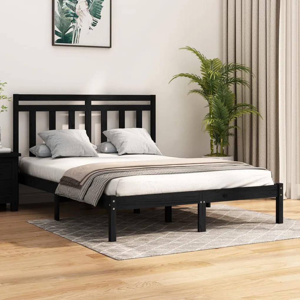 Rám postele černý masivní dřevo 140 x 200 cm,  3105254
