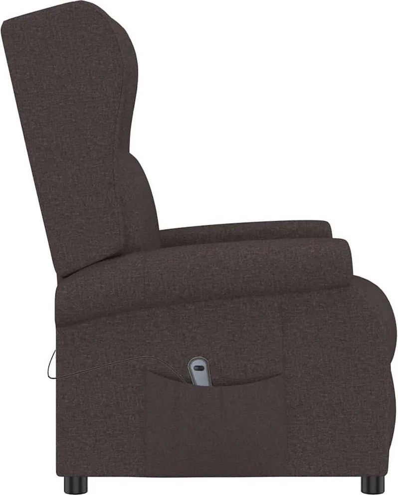 Elektrické polohovací křeslo ušák tmavě hnědé textil 3098324