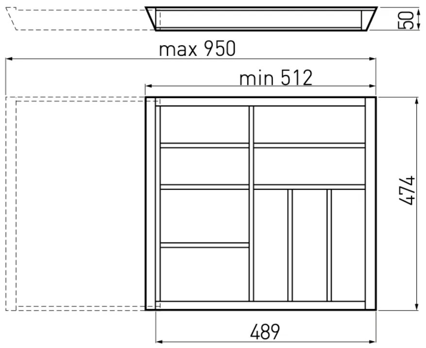 In-Design Příborník dřevěný REGUL 474 mm, buk - různé šířky Šířka příborníku (mm): 512 - 950