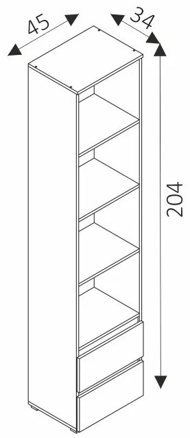 Regál C01 COSMO Maridex 45/204/34 barevné provedení: růžová