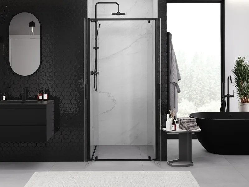 Mexen Exo, dvojité výklopné sprchové dveře, 110 cm, transparentní sklo, černá, 8182-110-000-70-00