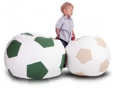 Sedací vak fotbalový míč TiaHome - bílo zeleno olivová