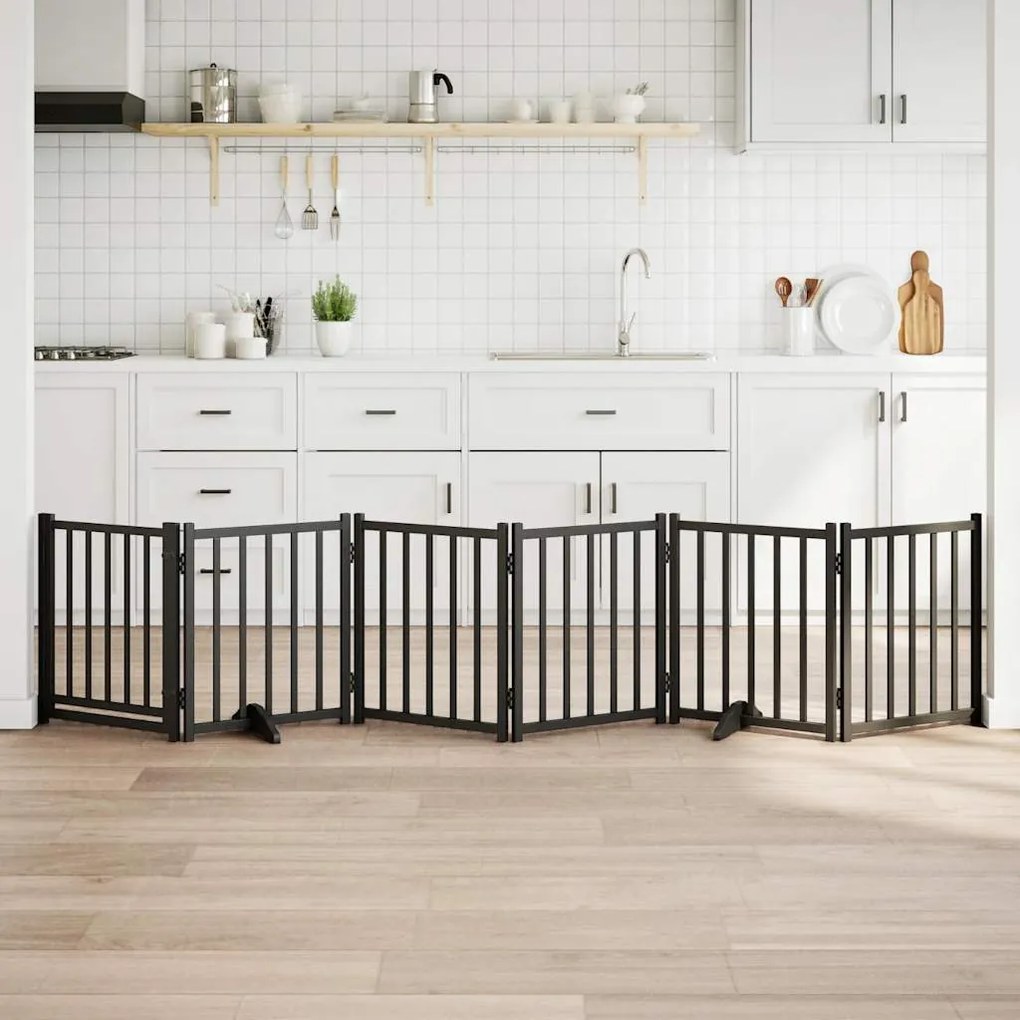 vidaXL Zábrana pro psy s dvířky skládací 6 panelů 300 cm jedle [352285] Barva: Černá