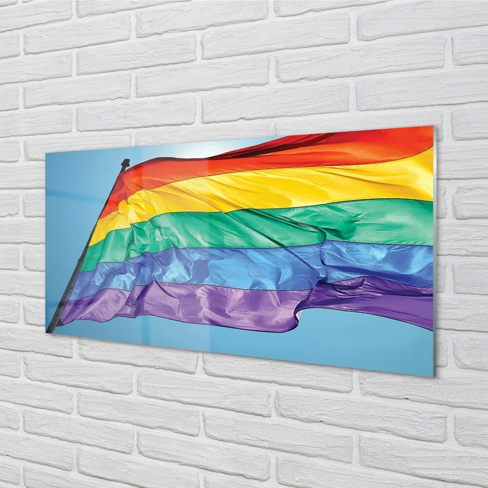 Obraz na skle barevné vlajky 125x50 cm