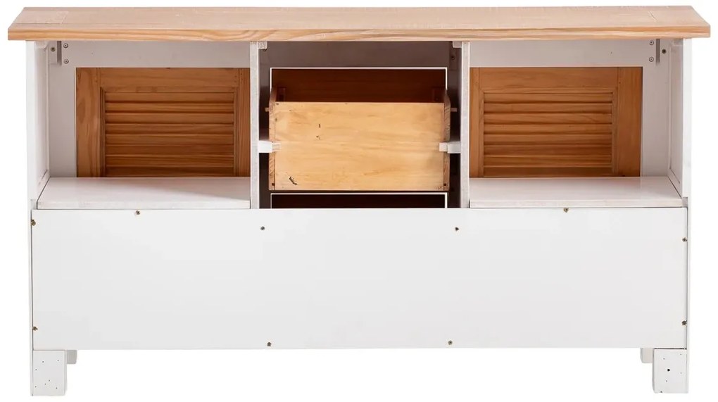 furniture-nabytek.cz - Masivní skříňka pod umyvadlo Caprino z borovice a MDF, lakovaná, bílá a hnědá – 140×45×75 cm