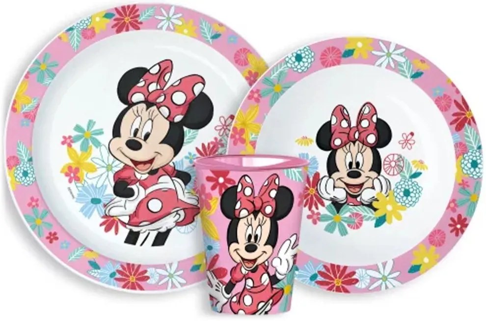 Sada plastového nádobí Minnie Mouse s kelímkem - Disney - 3 díly