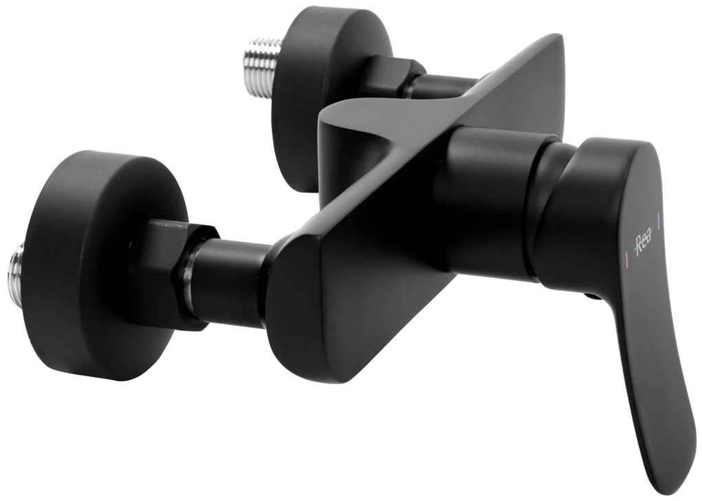 Rea Dart, nástěnná sprchová baterie 150 mm s ruční bodovou sprchovou soupravou, černá matná, REA-B3302