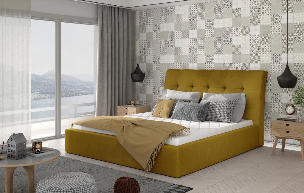 Eltap Čalouněná postel Inge Materiál a barva potahu: Omega 68 - žlutá, Rozměry (cm): 180x200