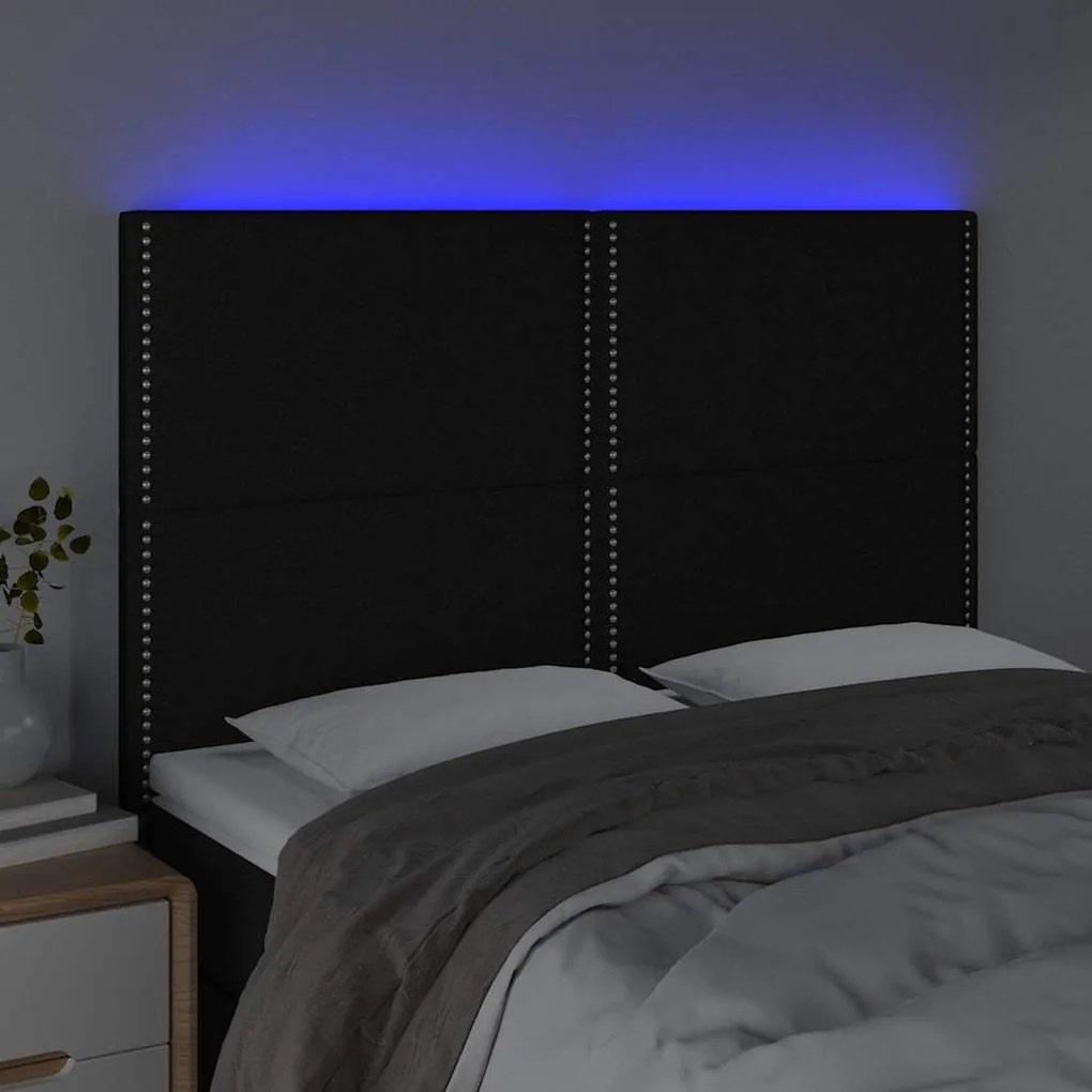 Čelo postele s LED černé 144x5x118/128 cm textil 3122284