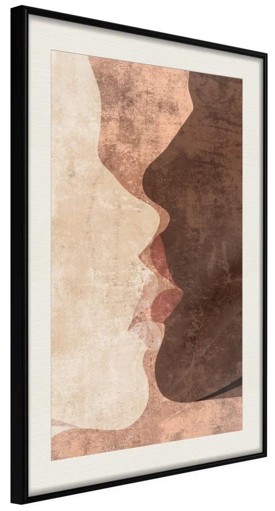 Plakát Nadzemský polibek - teplá romantická abstrakce v lidských tvářích