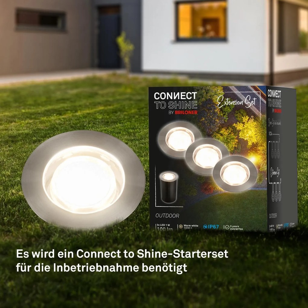 BRI 3917032 CONNECT TO SHINE prodlužovací sada Tilia 3ks LED zapuštěných svítidel do země, IP67 - BRILONER