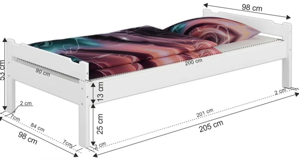 Jednolůžková postel 90 cm Lipo (bílá). 1015981