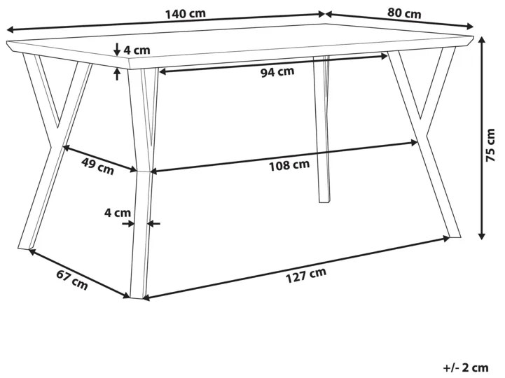 Jídelní stůl 140 x 80 cm, tmavé dřevo s černým BRAVO Beliani