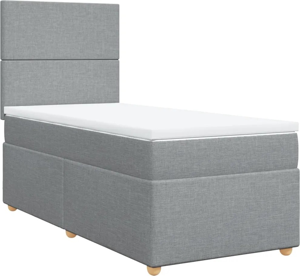 Box spring postel s matrací světle šedá 90x190 cm textil 3291128