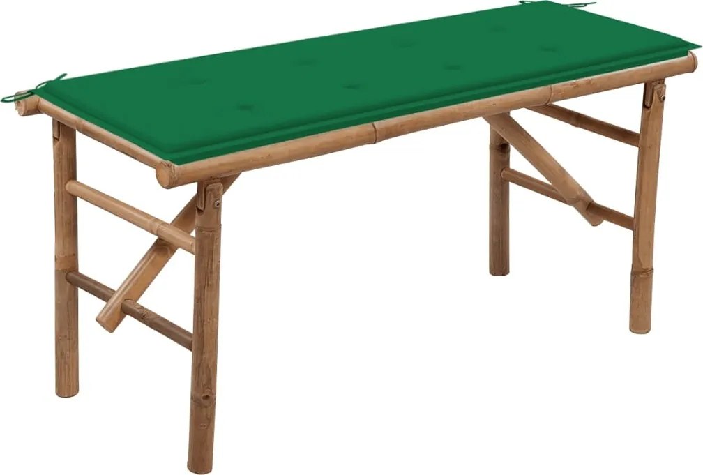 vidaXL Skládací zahradní lavice s poduškou 118 cm bambus [3063859] Barva: Zelená