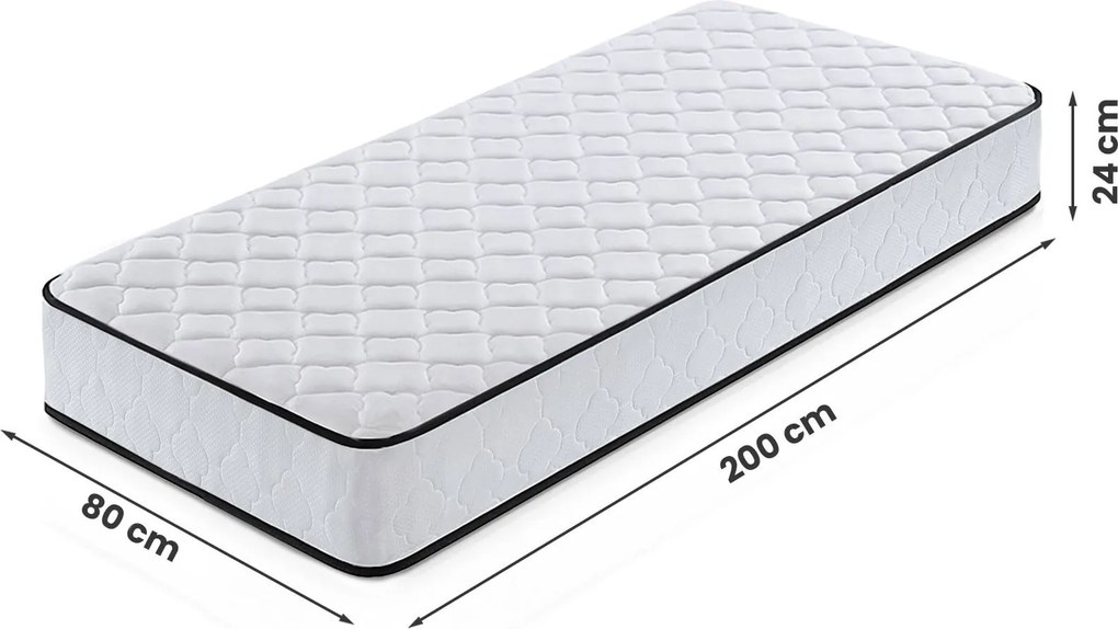Pružinová matrace s povlakem Wolly 80x200 bílá
