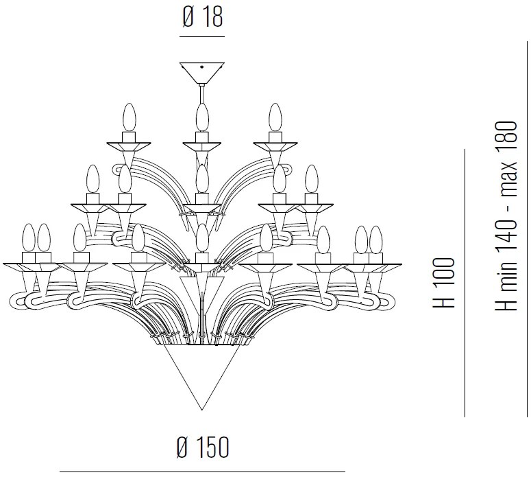 Metal Lux 197.128 Icaro, závěsné svítidlo 28xE14, chrom/křišťálové sklo, průměr 150cm