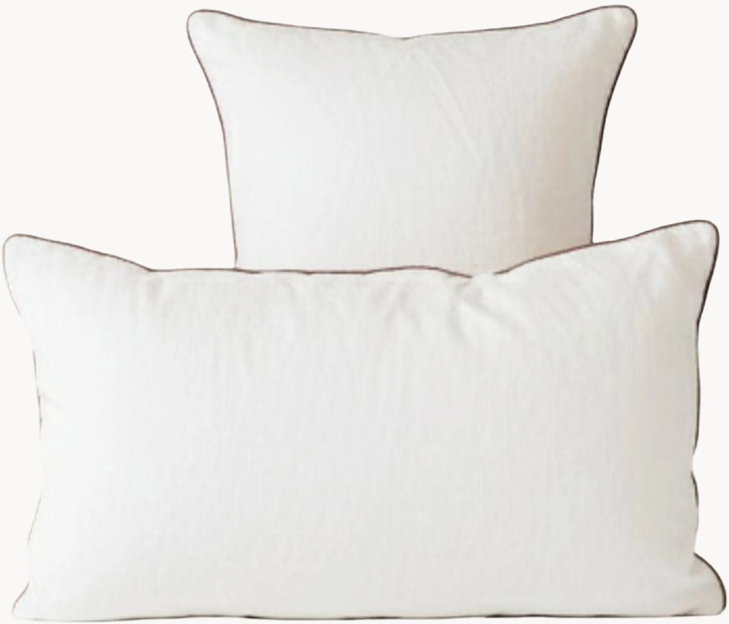 Sada lněných povlaků na polštáře White Natural, 2 díly