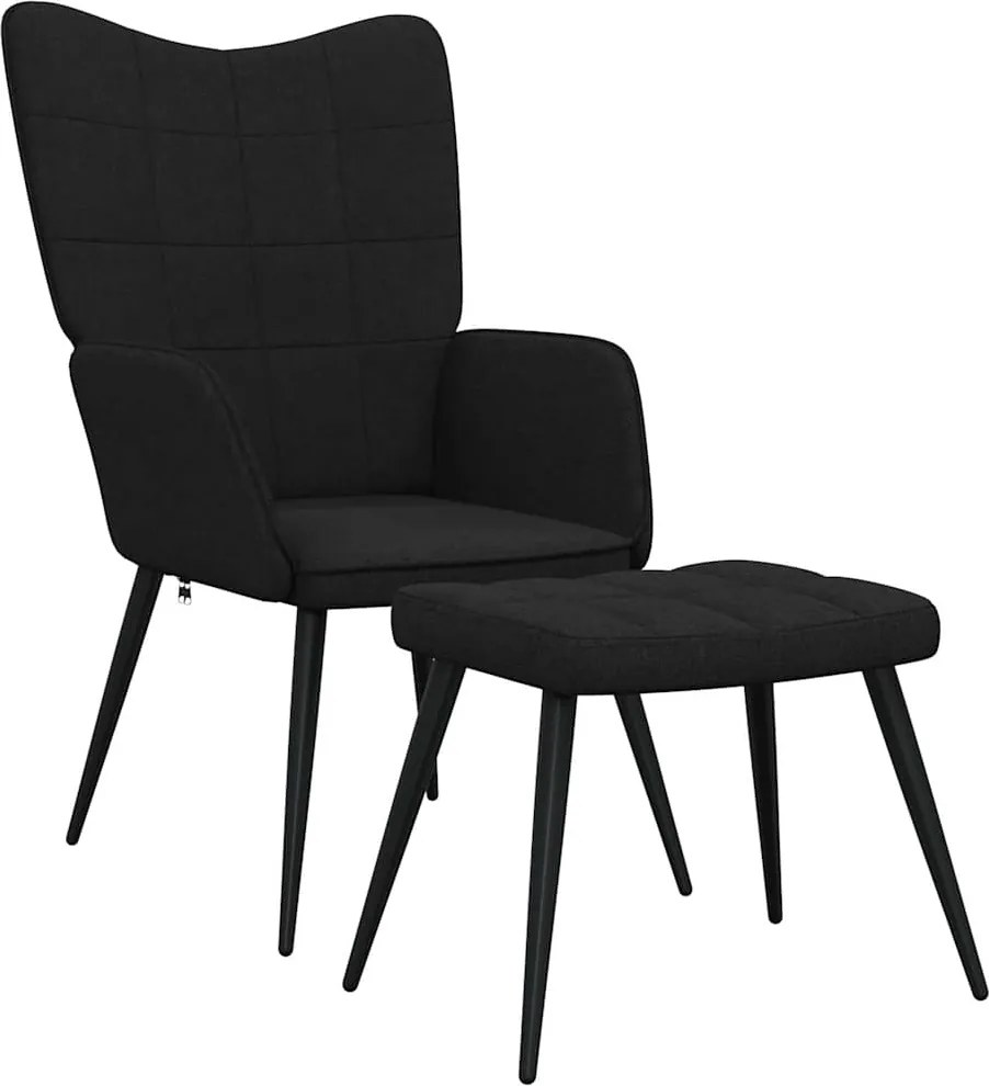 Relaxační židle se stoličkou černá textil 327958