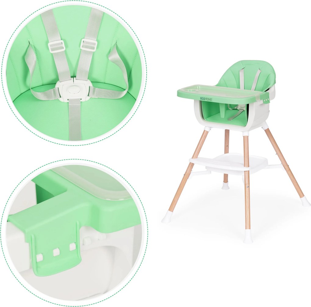 Dětská židlička 2v1 BABY ECOTOYS zelená