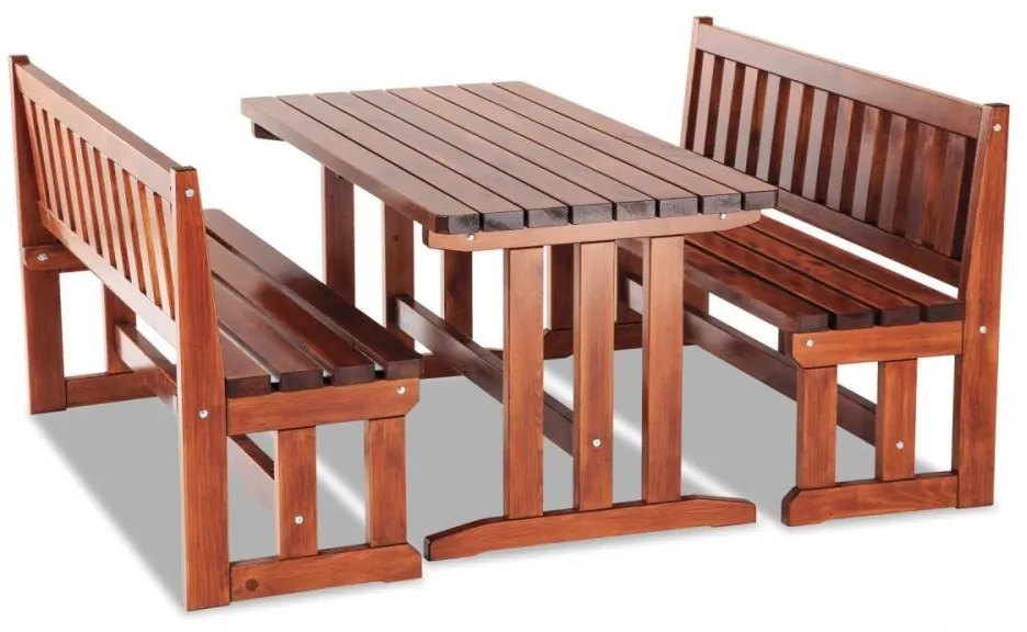 Zahradní sestava - stůl a lavice MARKETA, masiv dub KRAJČA