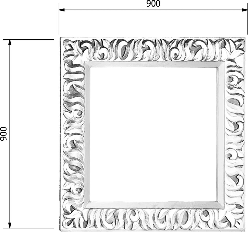 Sapho Sapho, ZEEGRAS zrcadlo v rámu, 90x90cm, stříbrná Antique, IN401