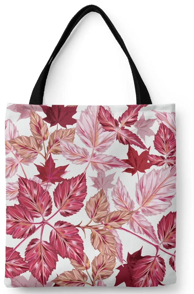 Nákupní taška Podzimní listí - kompozice červených javorových listů na bílém pozadí