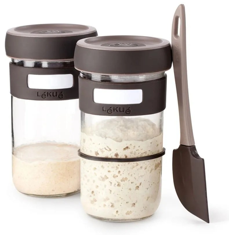 Set na výrobu kvásku se stěrkou 2 ks 700 ml – Lékué