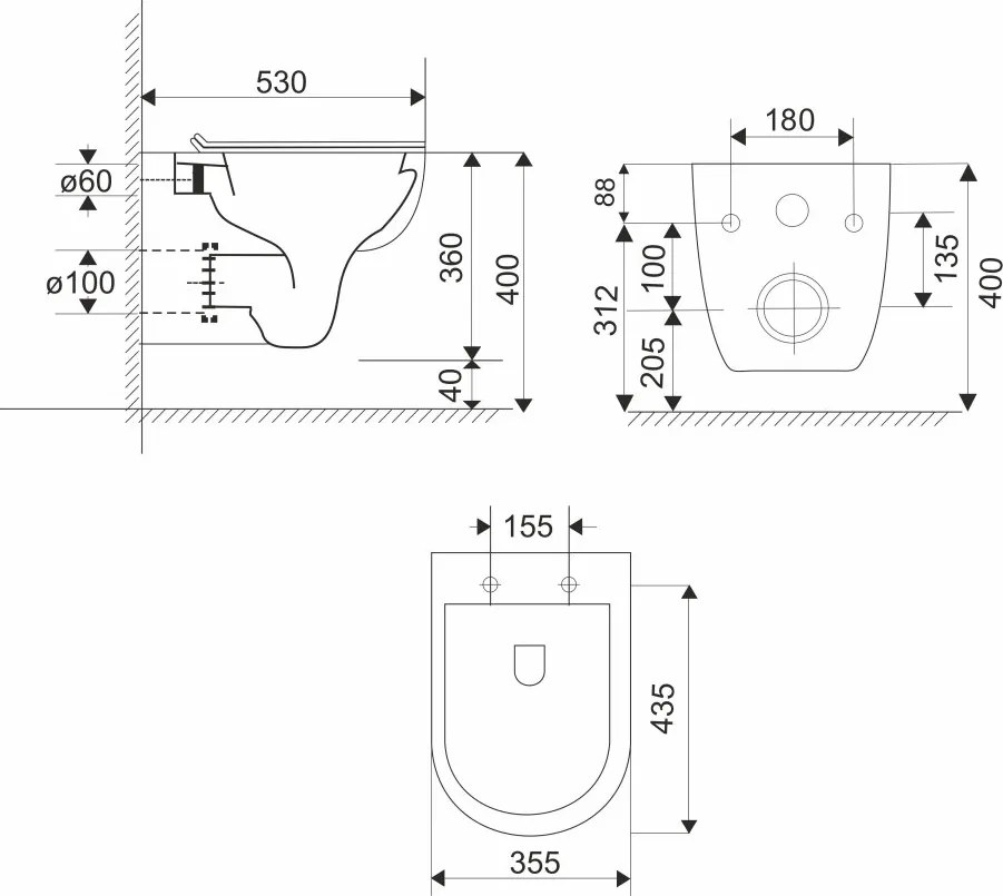 Mereo Mereo, WC komplet pro zazdění s přislušenstvím, MM01SETR