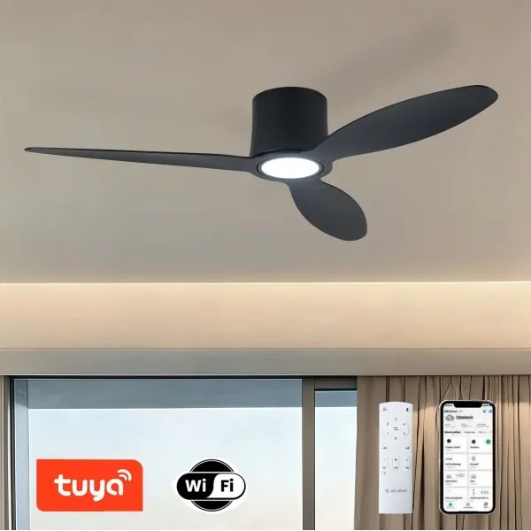 ZEVENTI - LED Stropní ventilátor VENTORA LED/24W/230V Wi-Fi Tuya černá + DO