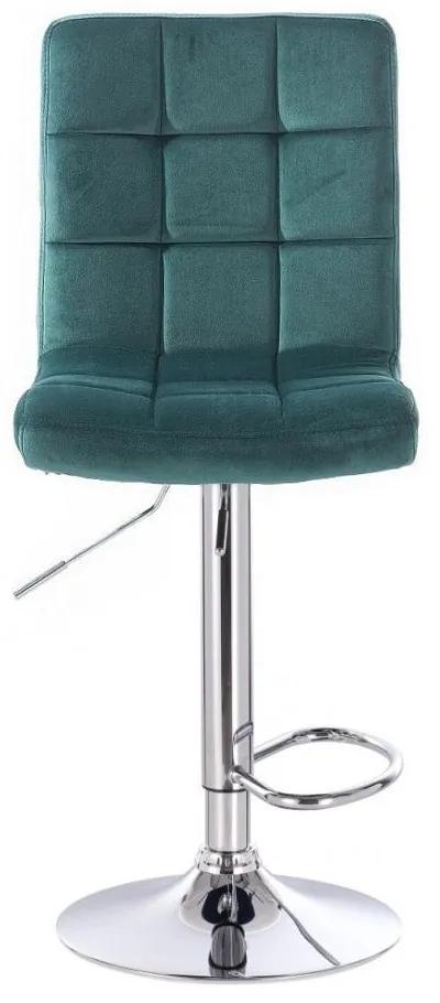 LuxuryForm Barová židle TOLEDO VELUR na stříbrném talíři - zelená