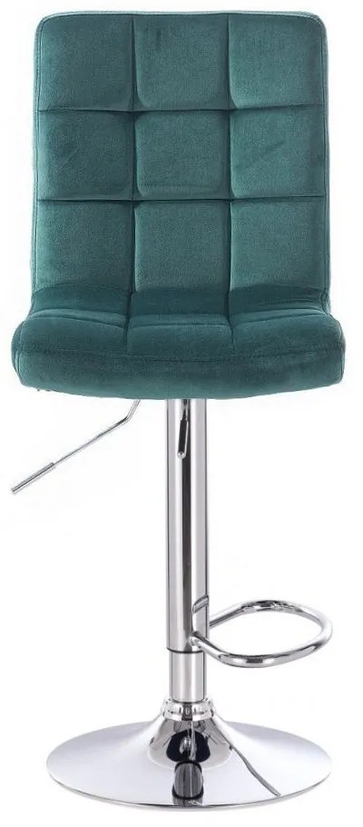 LuxuryForm DESIGN Barová židle TOLEDO VELUR na stříbrné kulaté podstavě - zelená