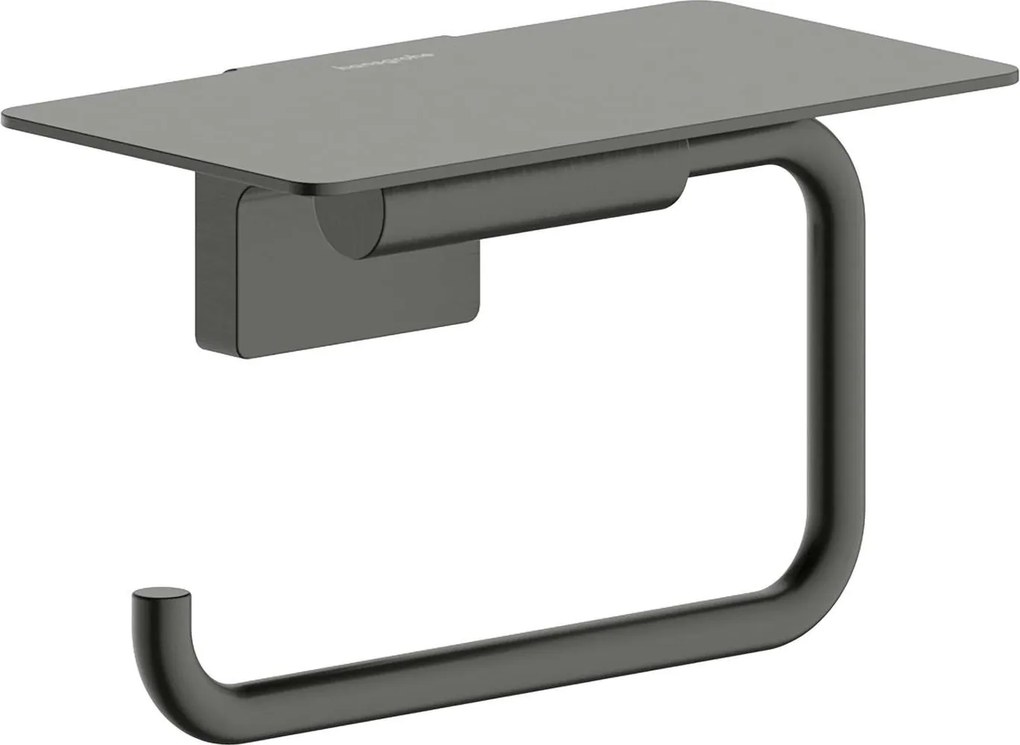 Hansgrohe AddStoris S - Držák toaletního papíru s poličkou, kartáčovaný černý chrom 41789340