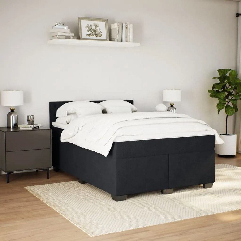 Box spring postel s matrací černá 140 x 190 cm samet 3288620