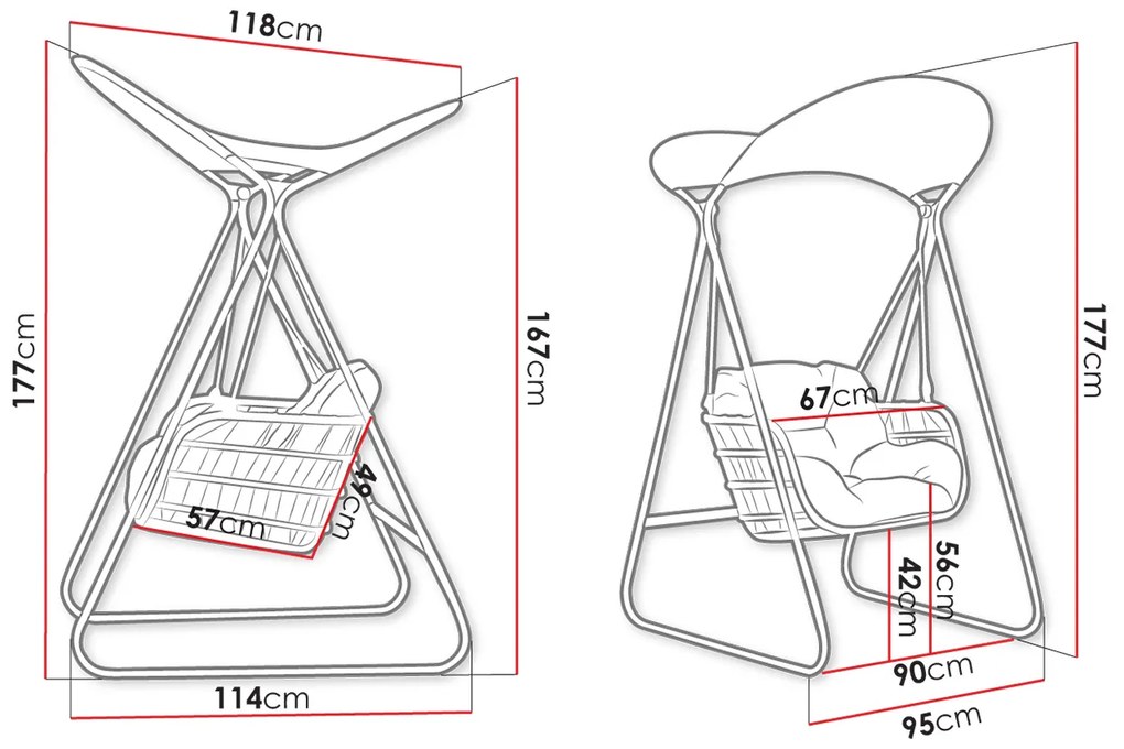 Zahradní houpačka VERTAD - šedá