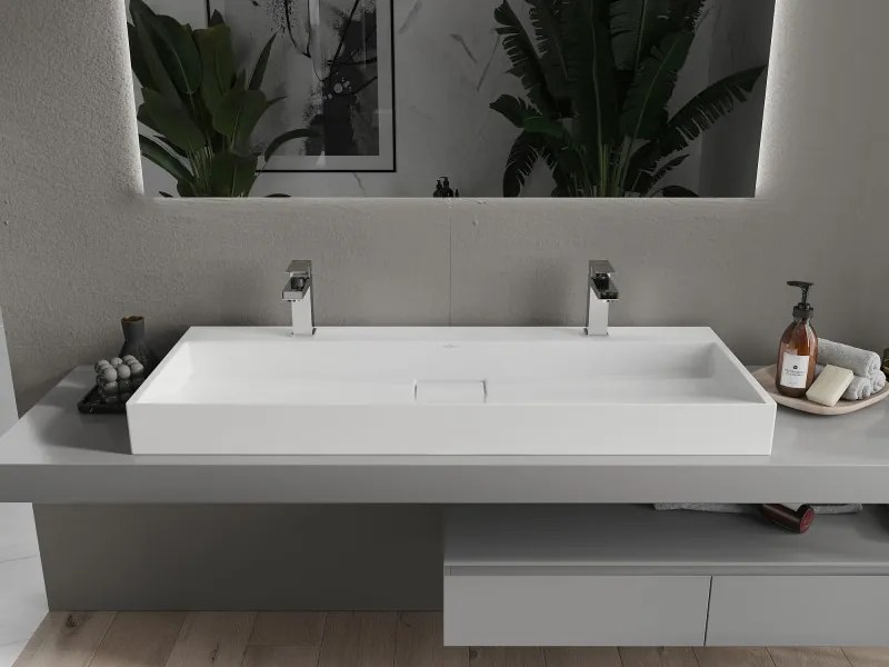 Mexen Ava umyvadlo na desku z konglomerátu 2/O 120 x 46 cm, bílá - 23011202