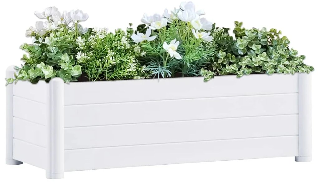 vidaXL Marketos Vyvýšený záhon PP bílý 100 x 43 x 35 cm