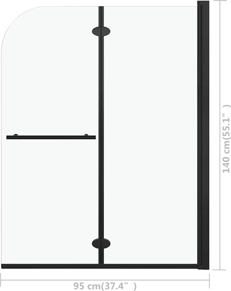 Skládací sprchový kout se 2 panely ESG 95 x 140 cm černý 147193