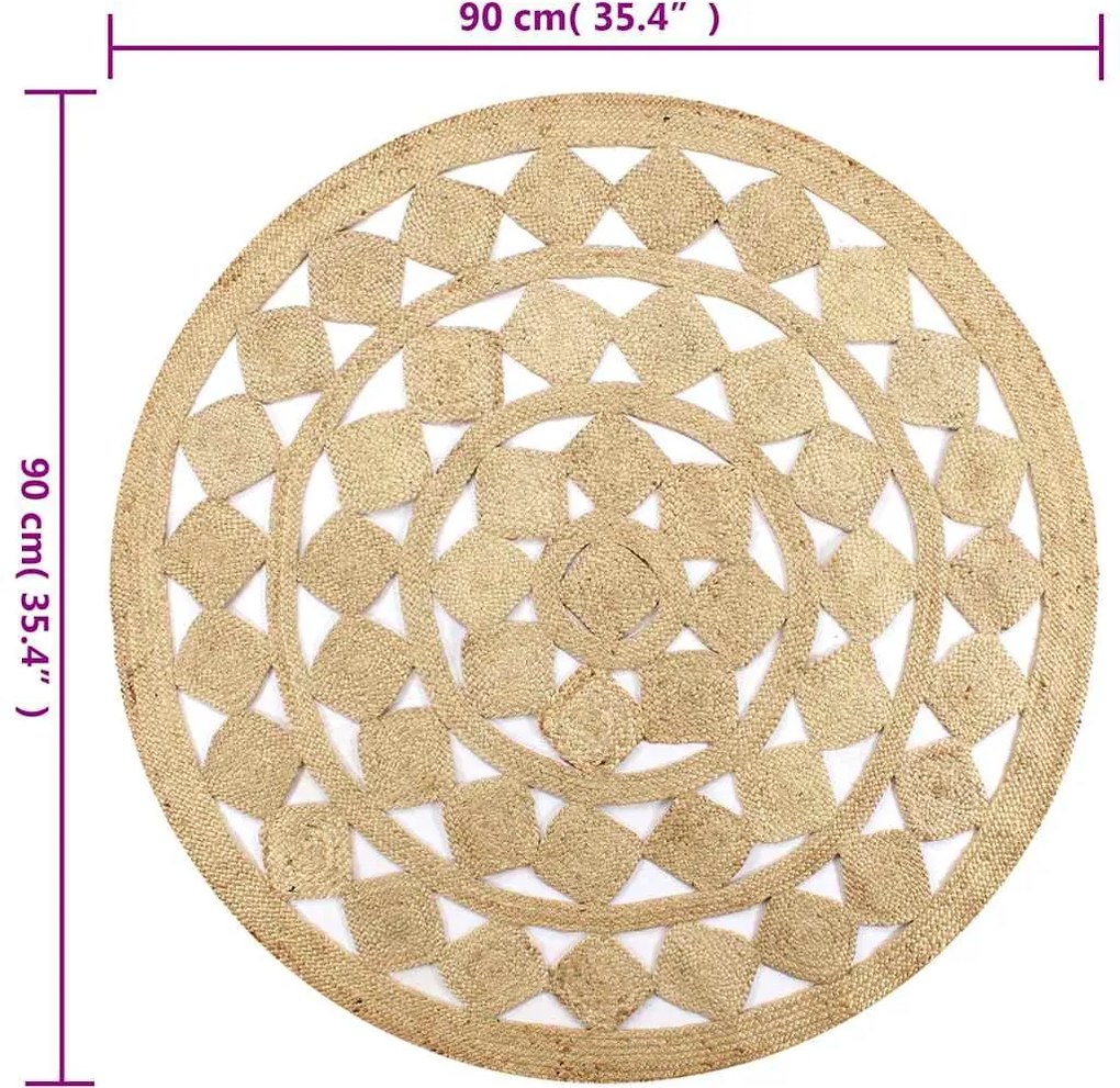 Ručně vyrobený koberec ze splétané juty 90 cm 133710