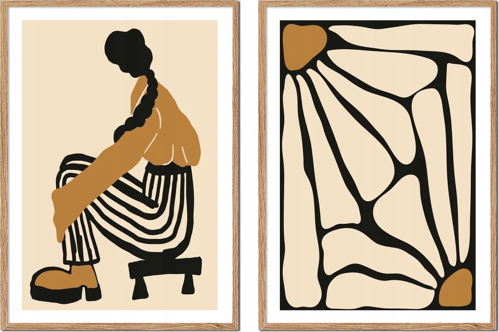 Dyptyk Sada 2 Obrazů V Rámu béžová žena Henri Matisse P2563_43x53