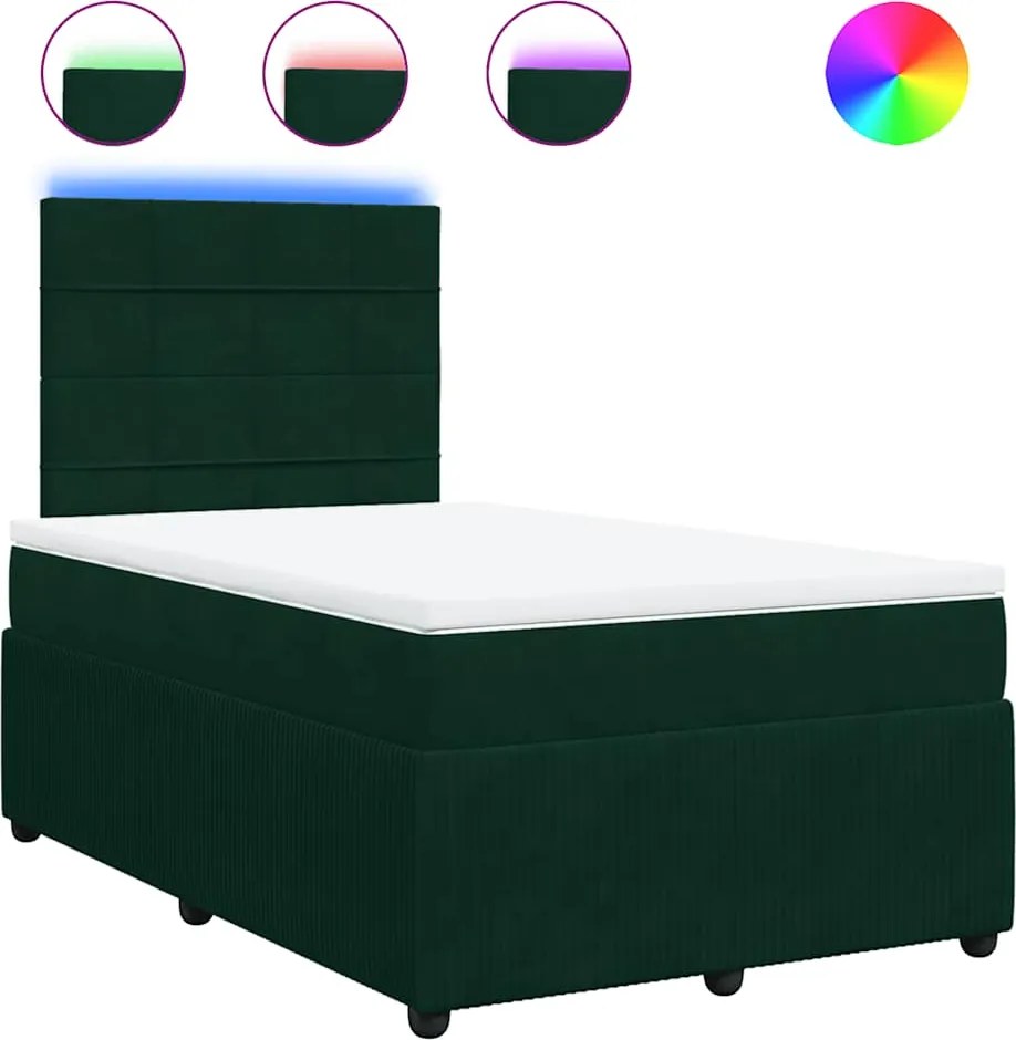 Box spring postel s matrací tmavě zelená 120x190 cm samet 3294589