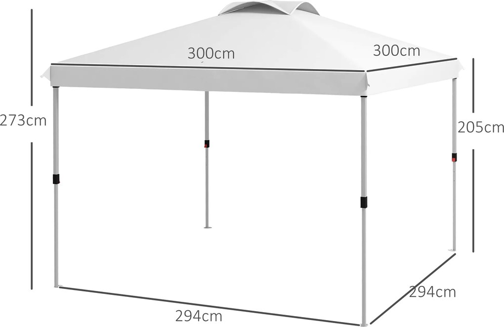 Outsunny Skládací Zahradní Altán 3 x 3m s Přepravní Taškou na Kolečkách a Nastavitelnou Výškou | Aosom