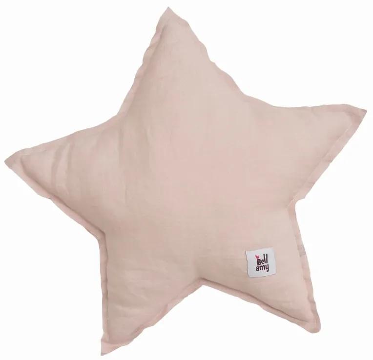 Lněný dekorační polštářek STAR DUSTY PINK
