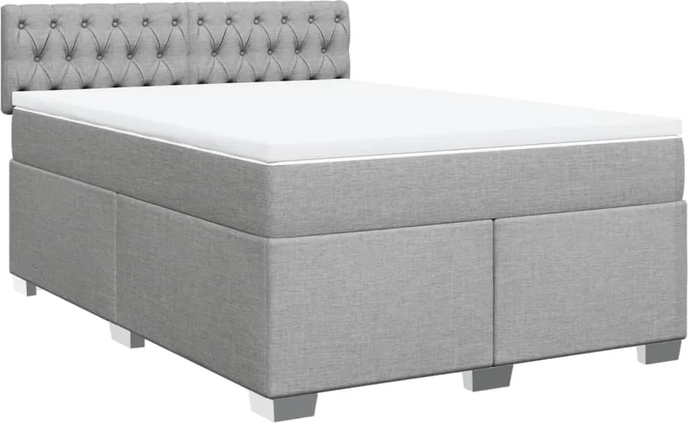 Box spring postel s matrací světle šedá 140 x 190 cm textil 3285890
