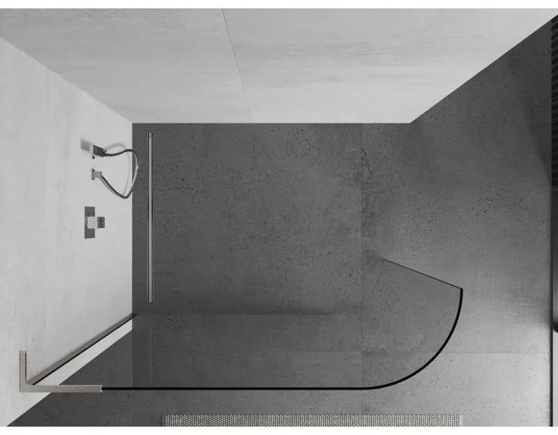 Mexen Kioto L, sprchová zástěna Walk-In 100 x 200 cm, 8mm čiré sklo, broušená ocel profil, 800-100-103-97-06
