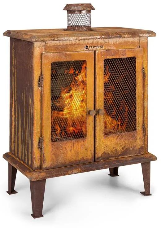 Flame Locker, ohniště, vintage zahradní krb, 58 x 30 cm, ocel, rezavý vzhled