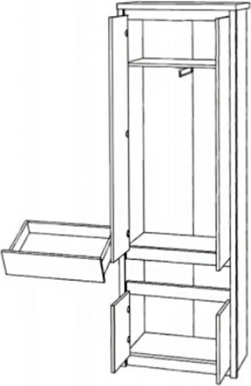 Skříň čtyřdveřová se zásuvkou Norton 66x210x40 cm Dub sonoma