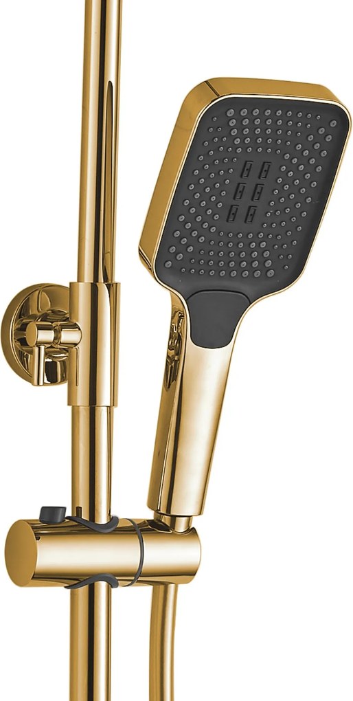 Rea Helix, nástěnný sprchový set s termostatickou baterií a bidetovou sprškou, zlatá lesklá, REA-P6619